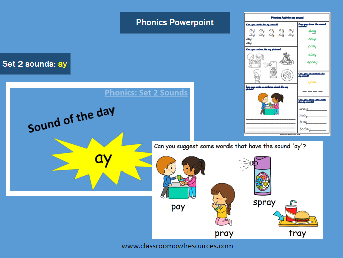 Phonics powerpoint ay display – Classroom Owl Resources